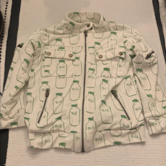 kate quinn | Jackets & Coats | Kids White And Green Jacket Milk Print ...